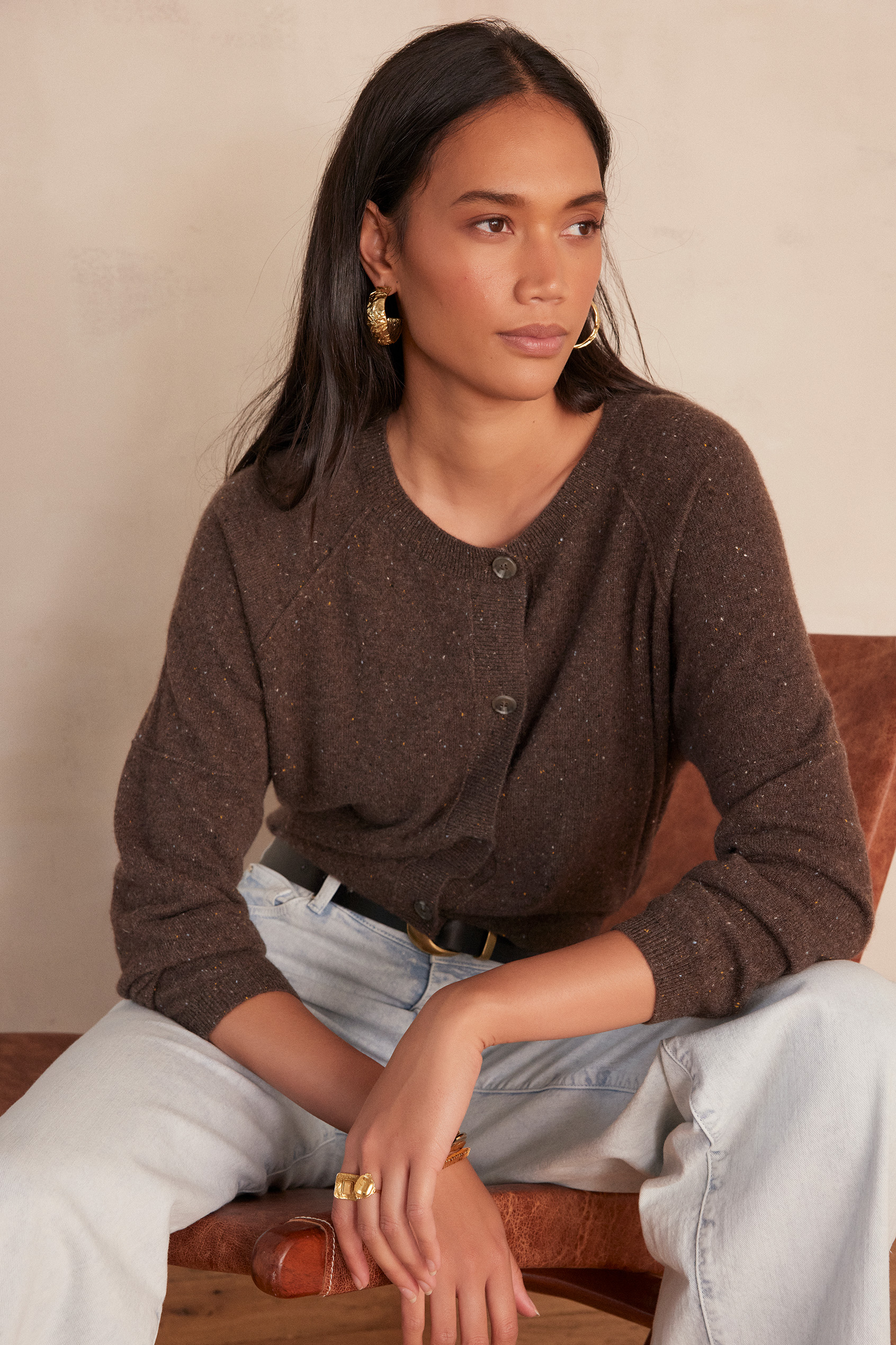 Cardigan BILLY BIS en 100% cachemire Femme | MARRON FONCE | Maison 123