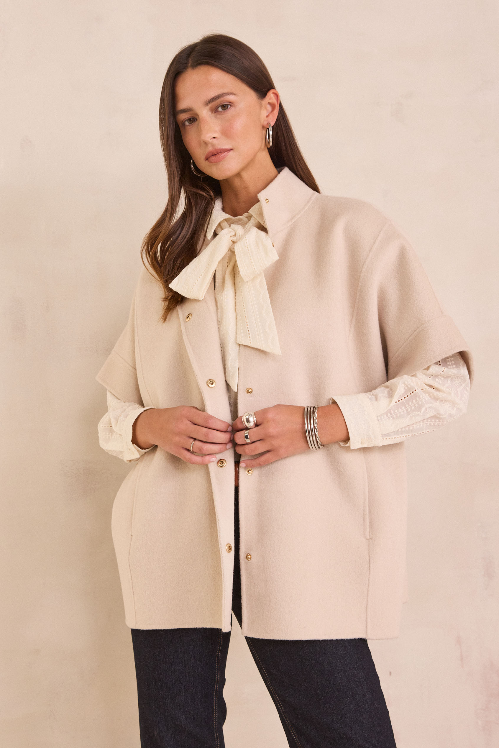 Cape en laine FORTUNE Femme | NATUREL | Maison 123