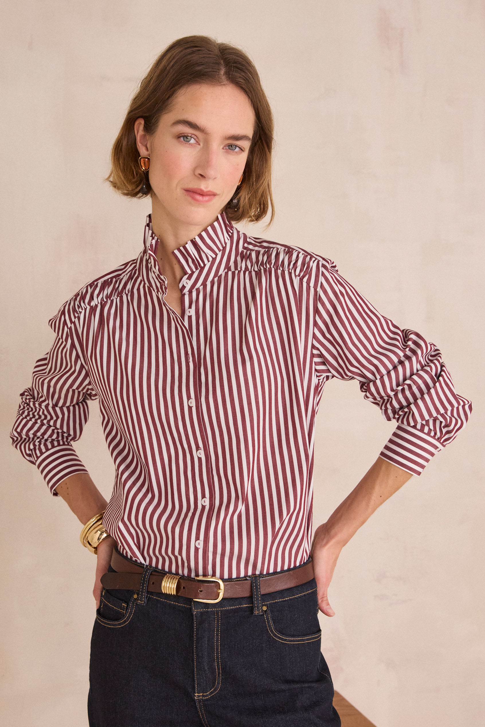 Blouse à rayures en 100% coton DOUCE Femme | BORDEAUX | Maison 123