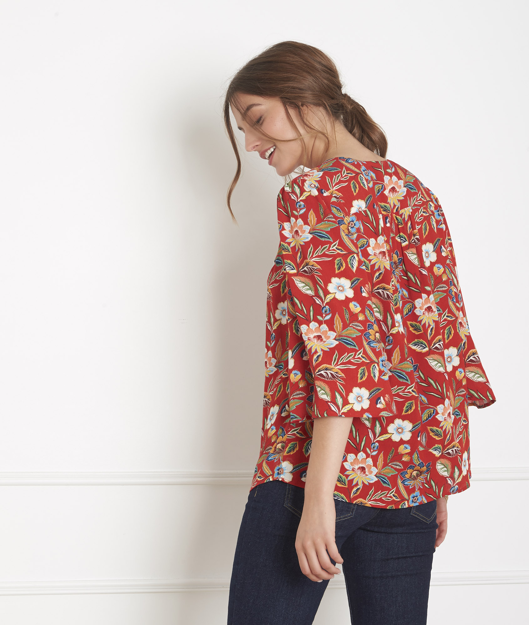 Roxana Vintage Bluse mit Blumenmuster für Damen